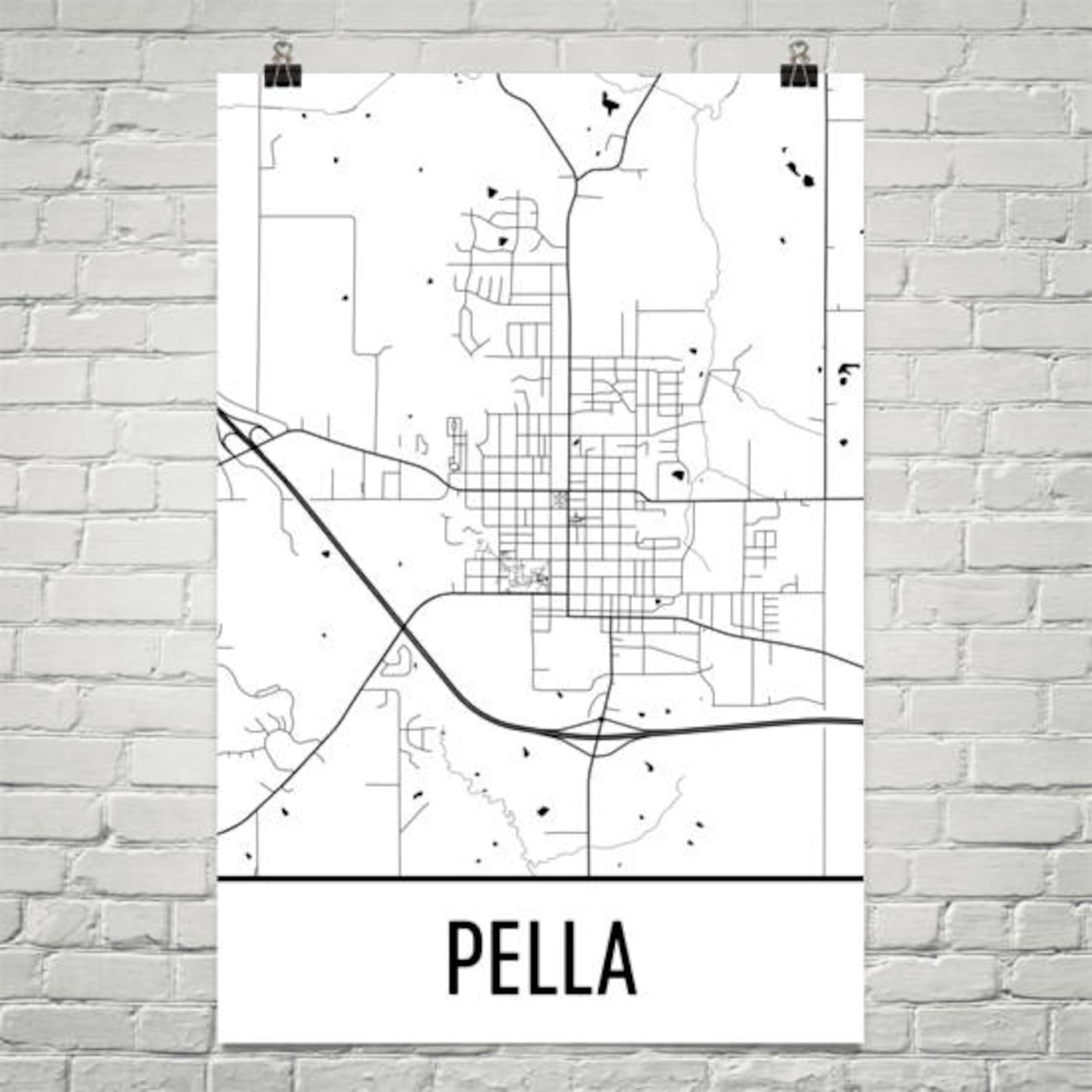 Pella Iowa Street Map Art Print, Iowa Decor - Etsy