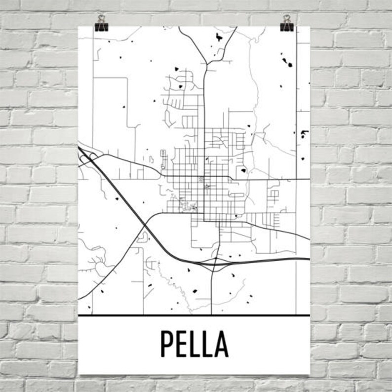 Pella Iowa Map Pella IA Art Pella Print Pella Poster Pella | Etsy