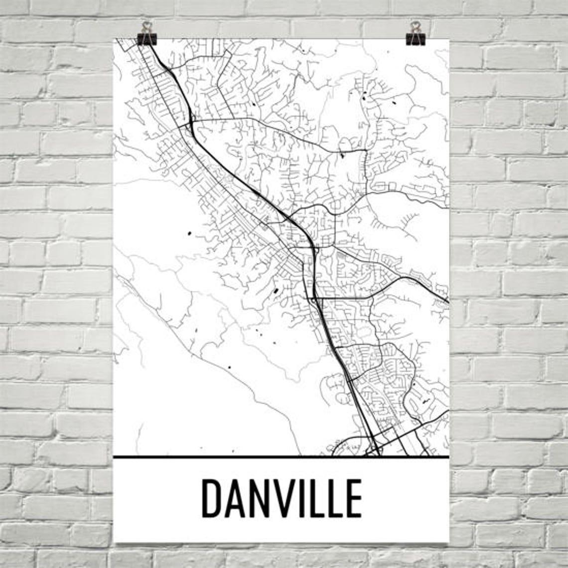Danville Map Danville Art Danville Print Danville CA - Etsy