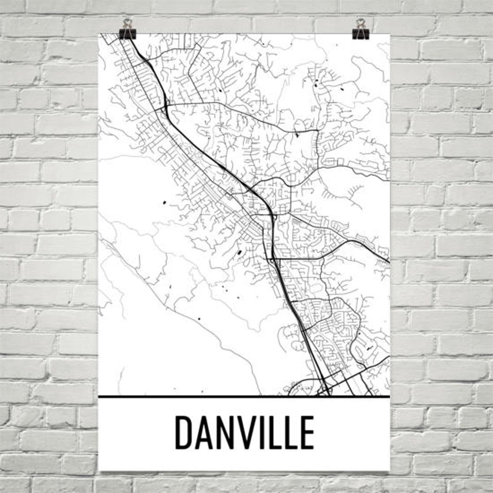 Danville Map Danville Art Danville Print Danville CA - Etsy