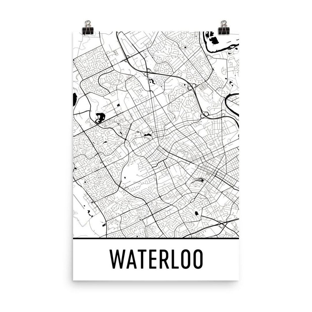 Waterloo Ontario Map Art Print: Modern City Street Design - Etsy