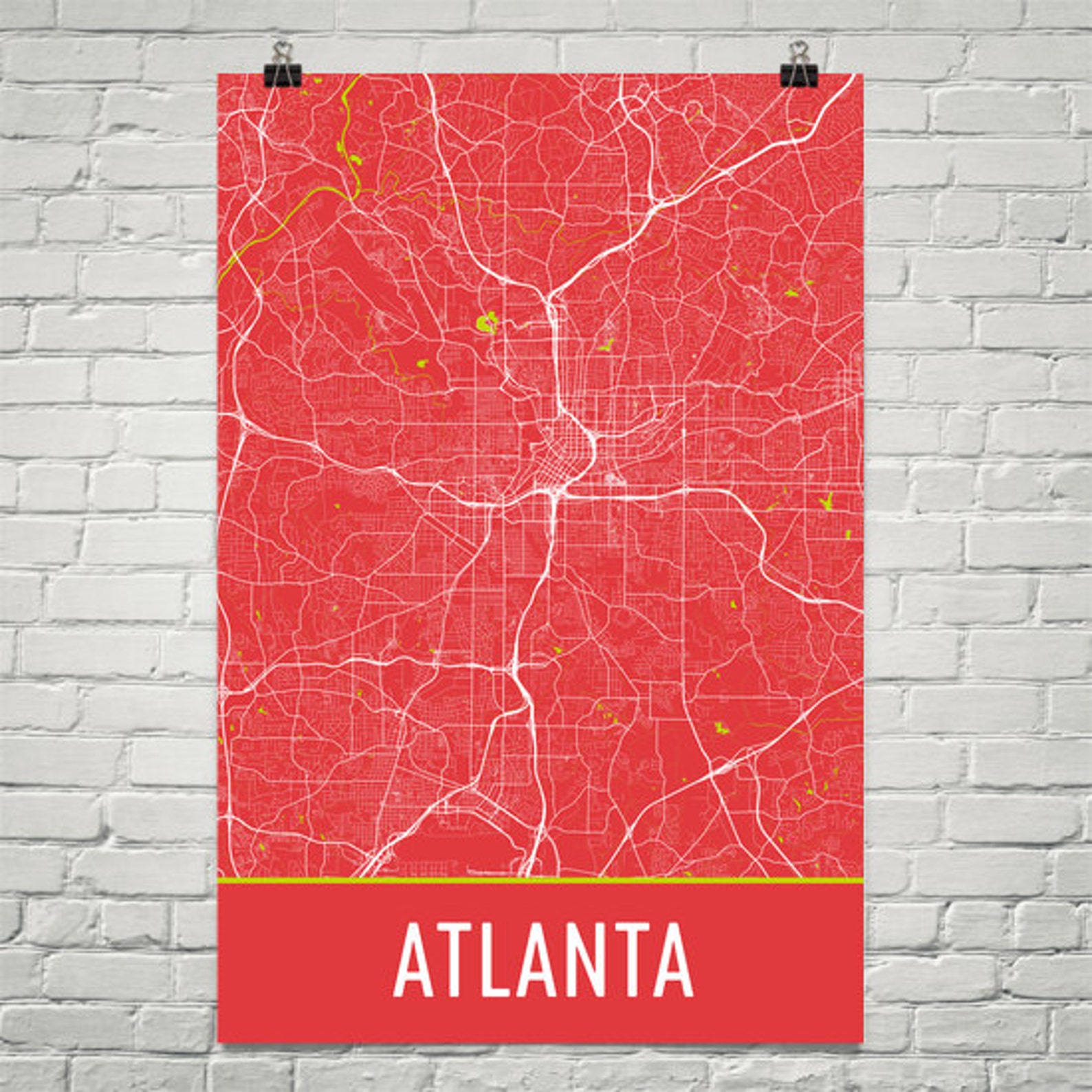 Atlanta Map Atlanta Art Atlanta Print Atlanta GA Poster - Etsy
