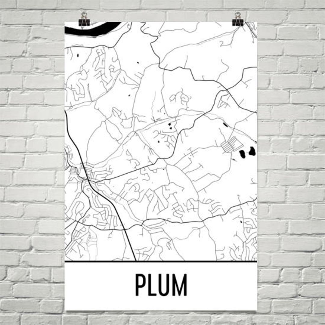 Plum Map, Plum Art, Plum Print, Plum PA Poster, Plum Wall Art ...