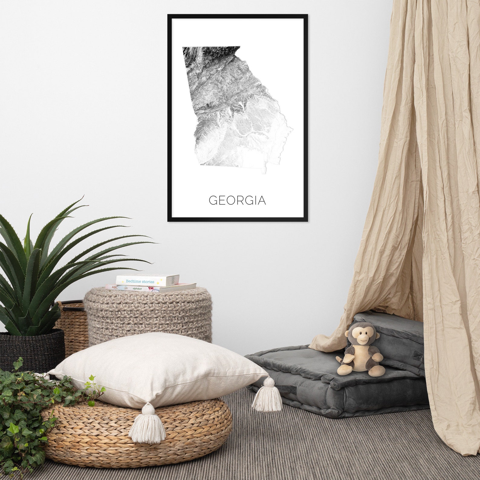 Georgia Topographic Map, Map of Georgia, GA Map, Georgia Decor, Georgia ...