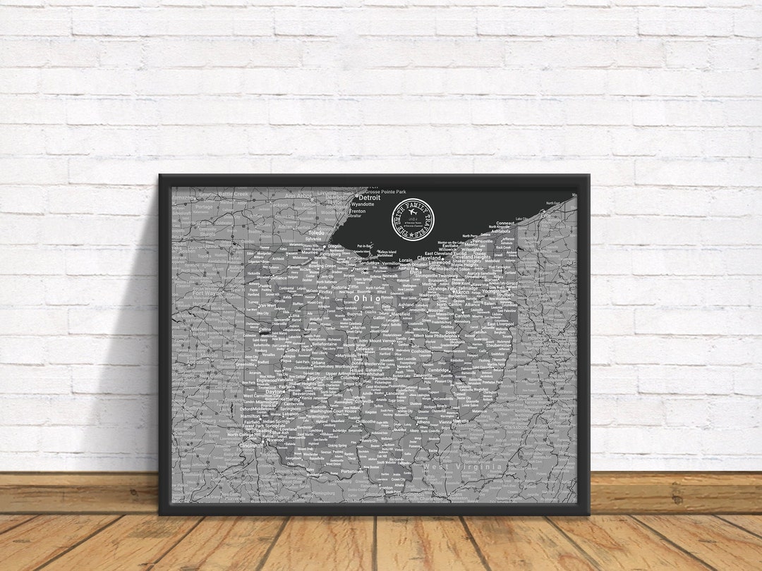 Ohio Push Pin Map, Map of Ohio, OH Map, Ohio Decor, Ohio Wall Map ...