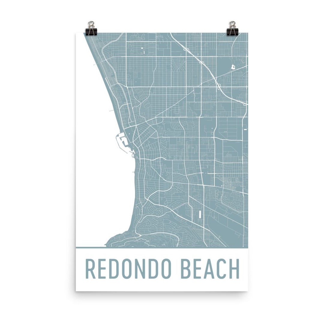 Redondo Beach Map, Redondo Beach Art, Redondo Print, Redondo Beach CA ...