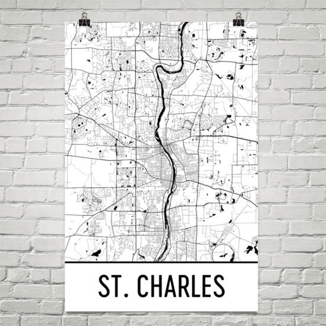 St. Charles Map St. Charles Art St. Charles Print St. - Etsy