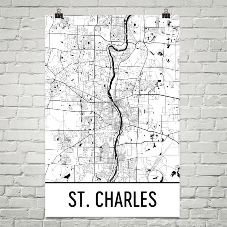St. Charles Map St. Charles Art St. Charles Print St. - Etsy