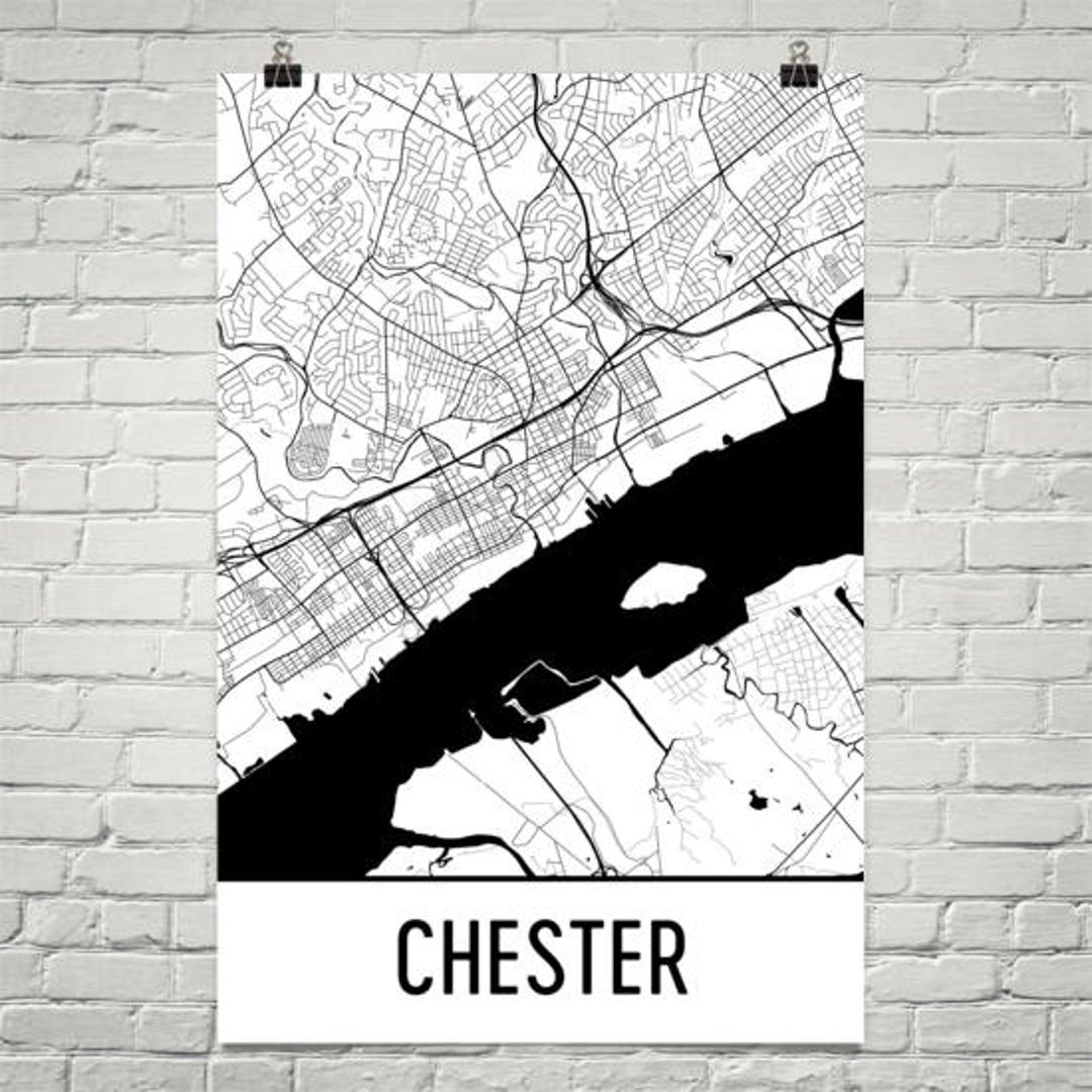 Chester Map, Chester Art, Chester Print, Chester PA Poster, Chester ...