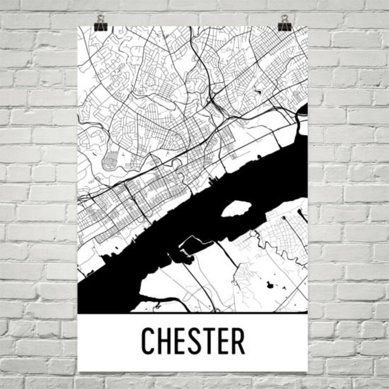 Chester Map Chester Art Chester Print Chester PA Poster - Etsy