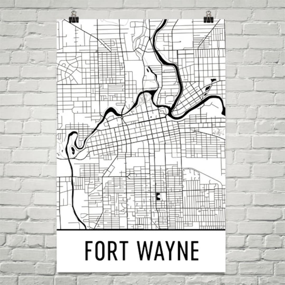 Fort Wayne Indiana Street Map Art Print: Modern City Poster - Etsy