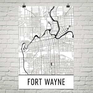 Fort Wayne Indiana Street Map Art Print: Modern City Poster - Etsy