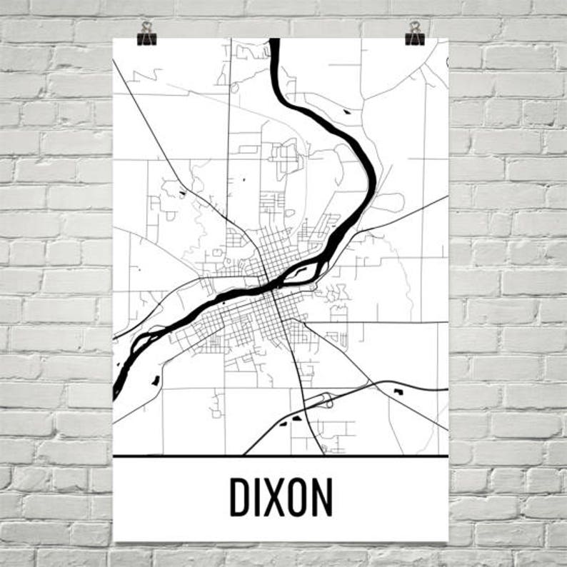 Dixon Map, Dixon Art, Dixon Print, Dixon IL Poster, Dixon Wall Art, Map ...