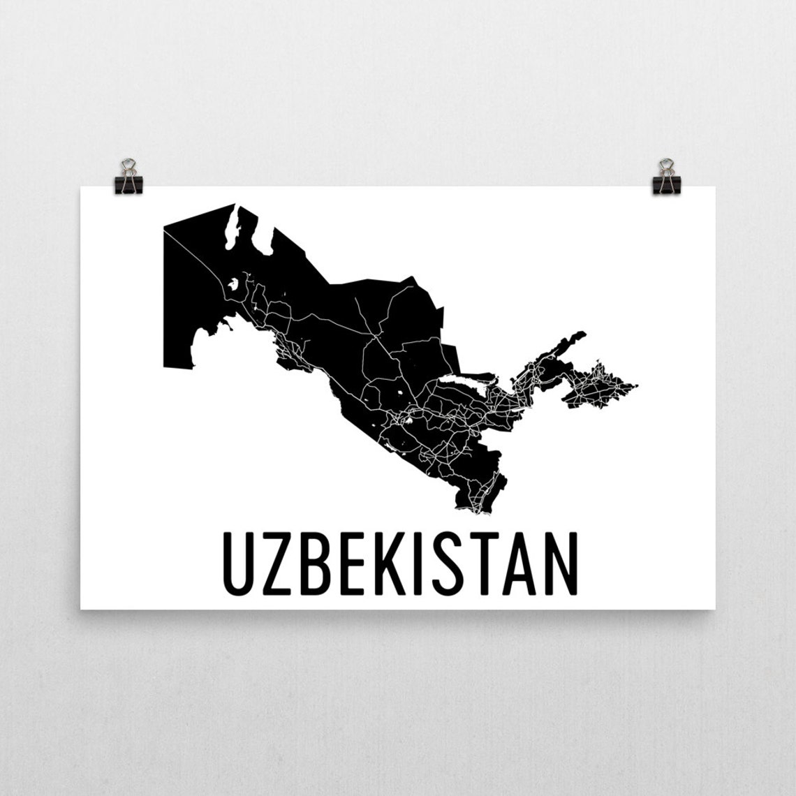 Uzbek Map, Map of Uzbekistan, Uzbekistan Art, Uzbekistan Poster ...