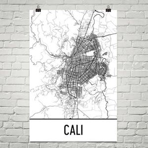Cali Map, Cali Art, Cali Print, Cali Colombia Poster, Cali Wall Art ...
