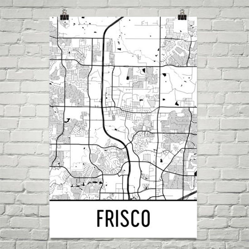 Frisco Map Frisco Art Frisco Print Frisco TX Poster Frisco - Etsy