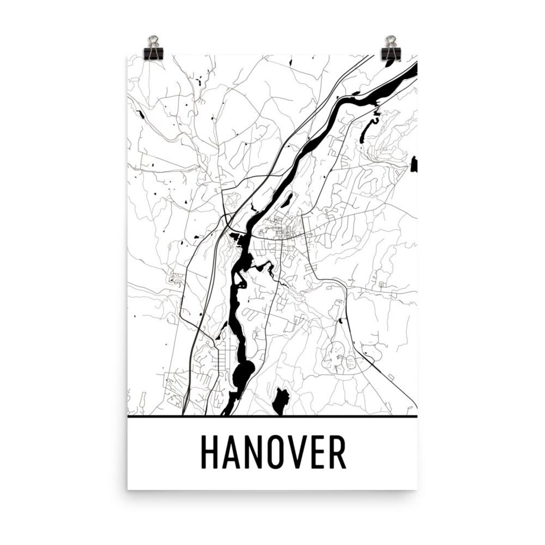 Hanover Map, Hanover Art, Hanover Print, Hanover NH Poster, Hanover ...