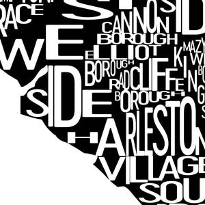 Charleston Typography Neighborhood Map Art City Print, Charleston Wall ...