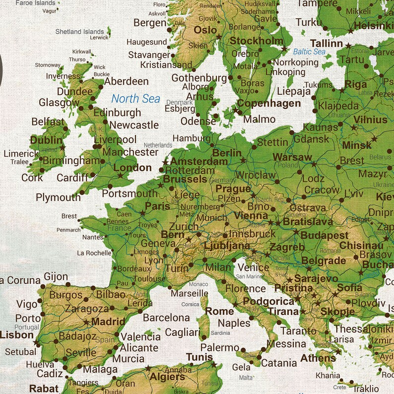 Europe Map With Pins Push Pin Travel Map for Europe Map of | Etsy