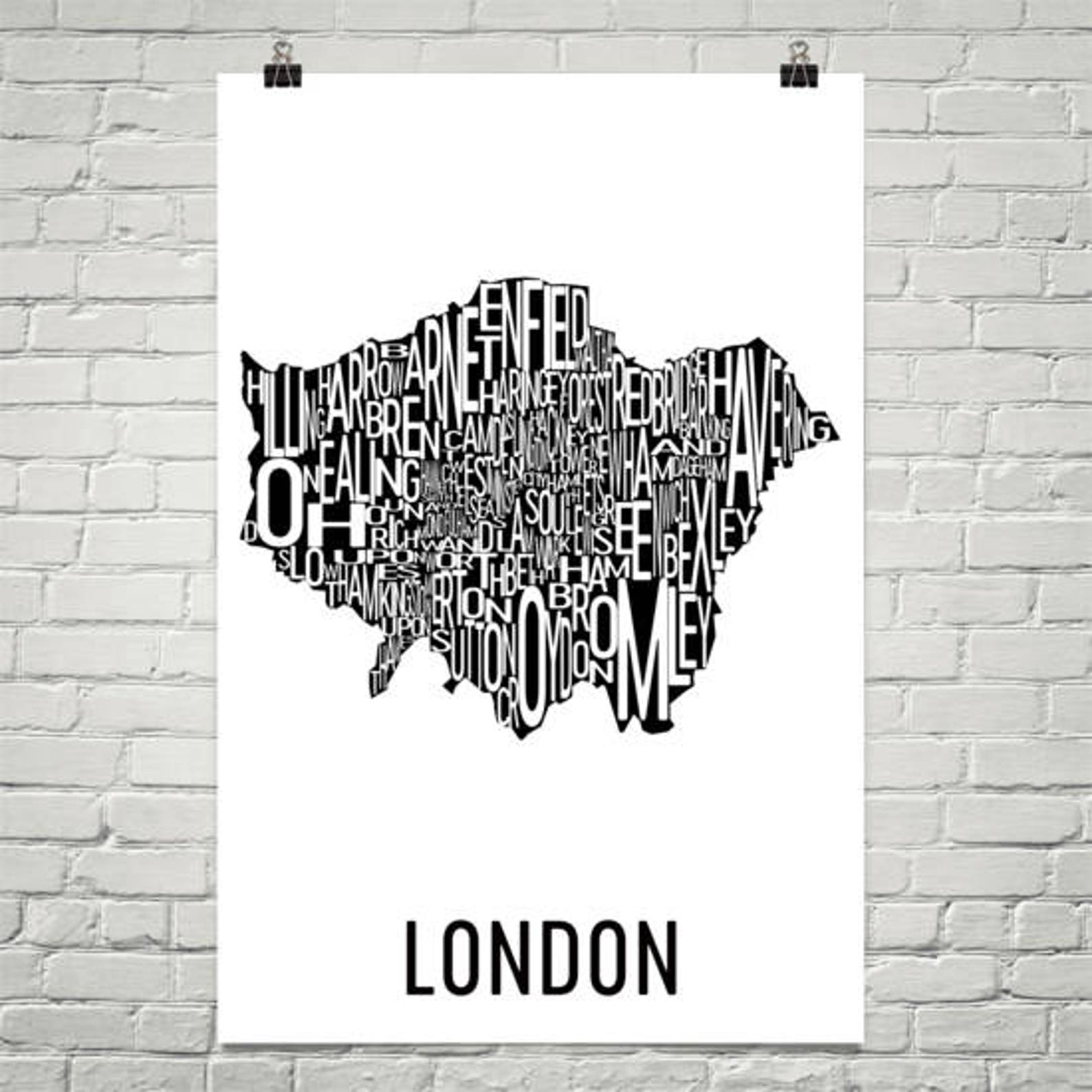 London Typography Neighborhood Map Art City Print London Wall - Etsy