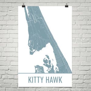 Kitty Hawk Map, Kitty Hawk Art, Kitty Hawk Print, Kitty Hawk NC Poster ...