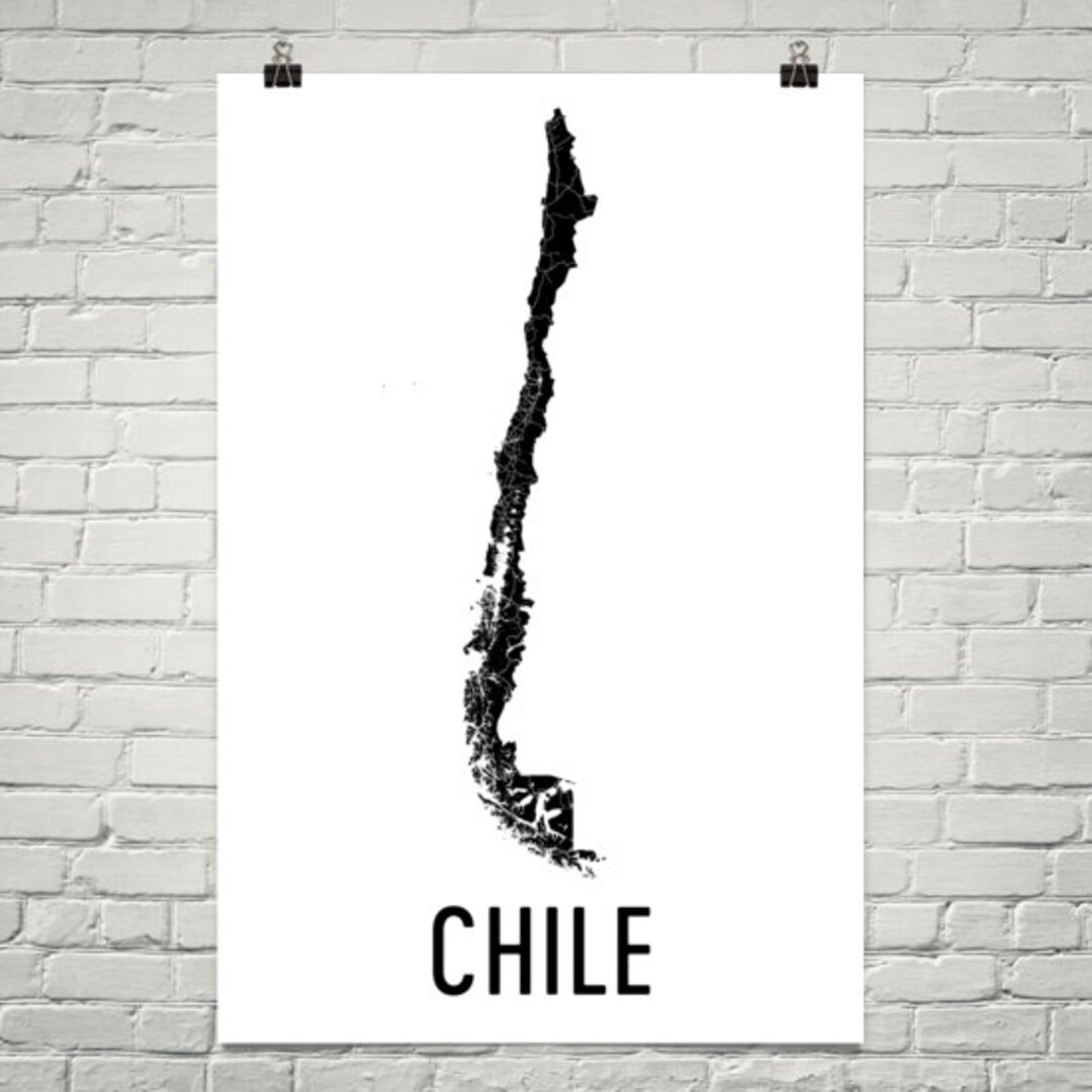 Chile Map Art Print, Chilean Street Map, USA Made - Etsy Canada