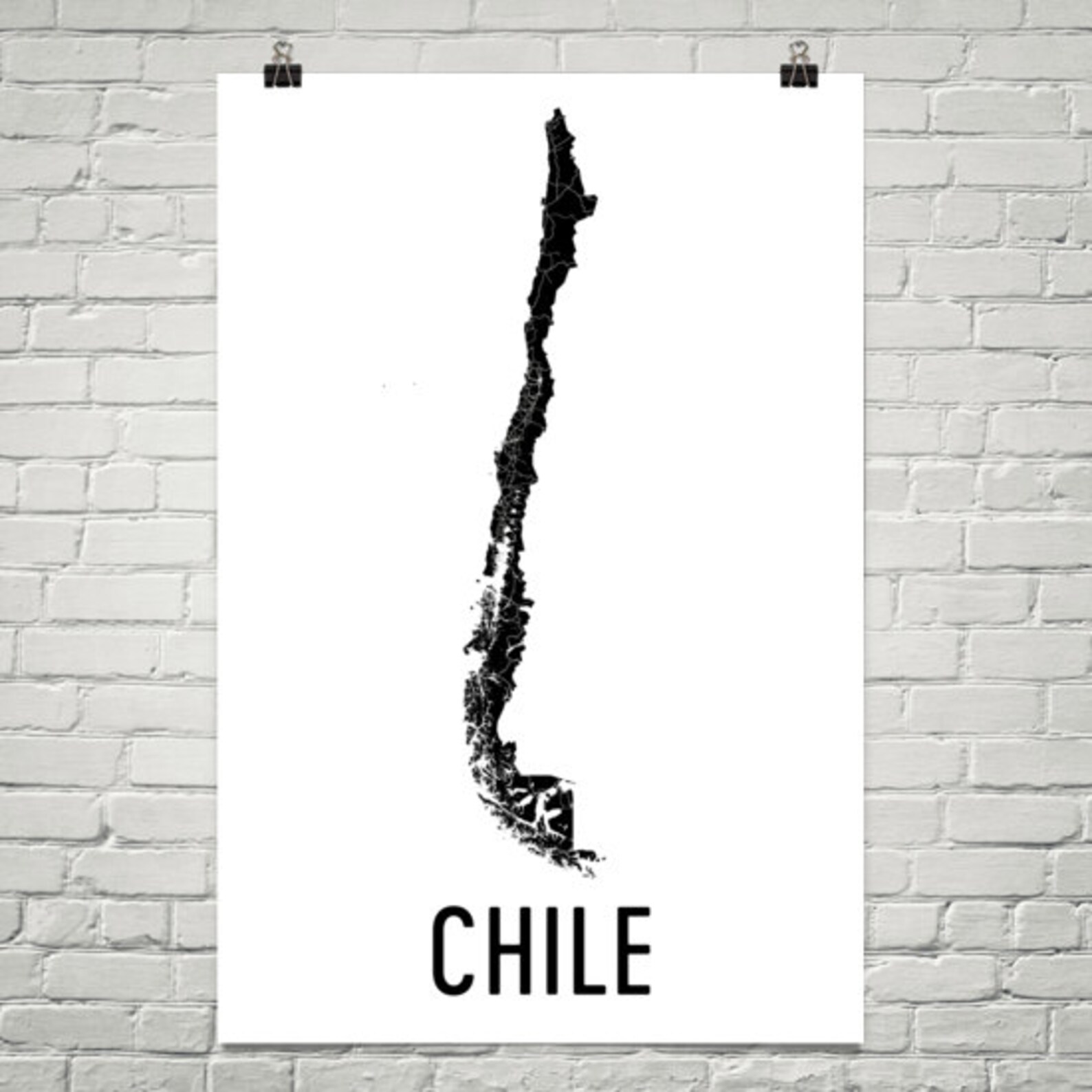 Chile Map Map of Chile Chilean Art Chile Poster Chile Wall - Etsy