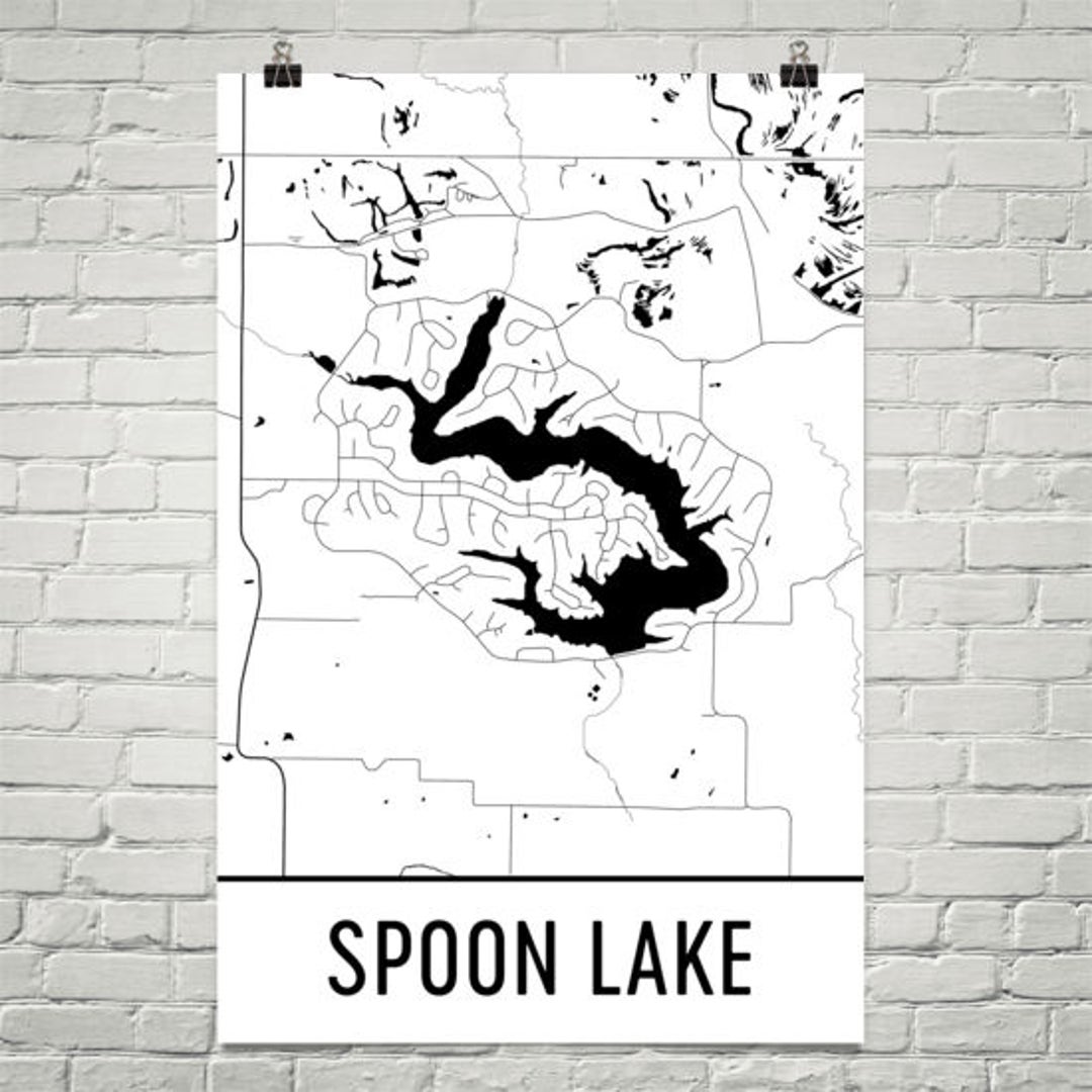 Spoon Lake Illinois Map Art: Modern Lake Decor - Etsy