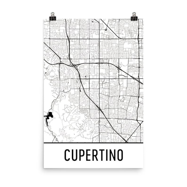 Cupertino Map Cupertino Art Cupertino Print Cupertino CA - Etsy