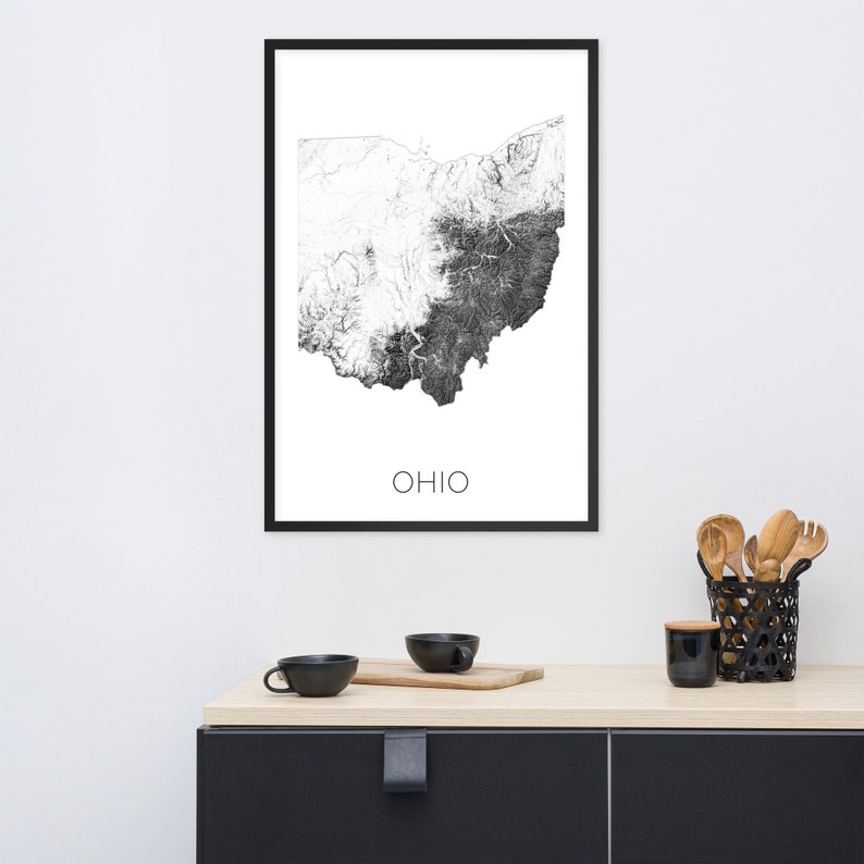 Ohio Topographic Map Map of Ohio Ohio Decor Ohio Wall Map - Etsy