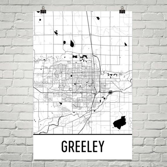 Greeley Map Greeley Art Greeley Print Greeley CO Poster | Etsy