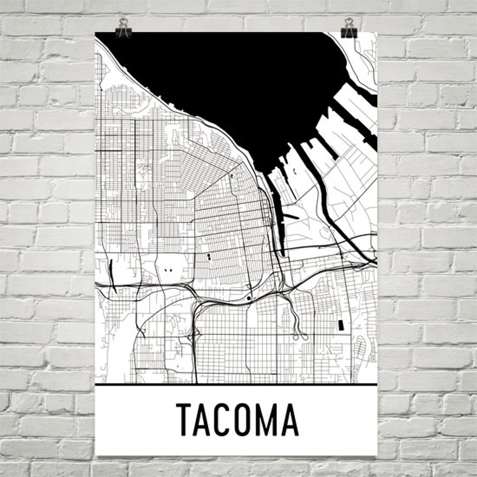 Tacoma Map Tacoma Art Tacoma Print Tacoma WA Poster Tacoma | Etsy