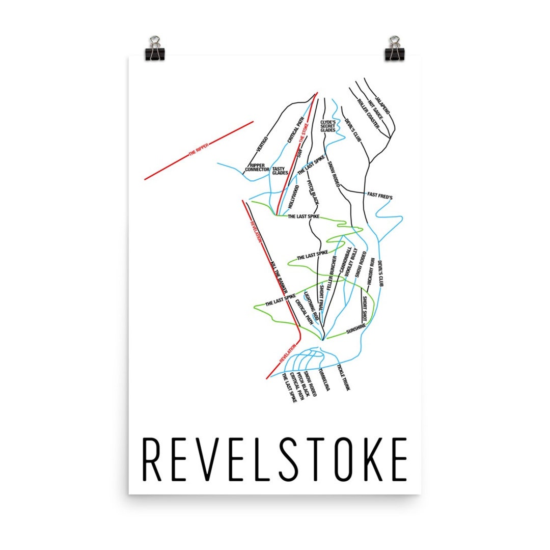 Revelstoke Ski Map Art, Revelstoke BC, Revelstoke Trail Map, Revelstoke ...