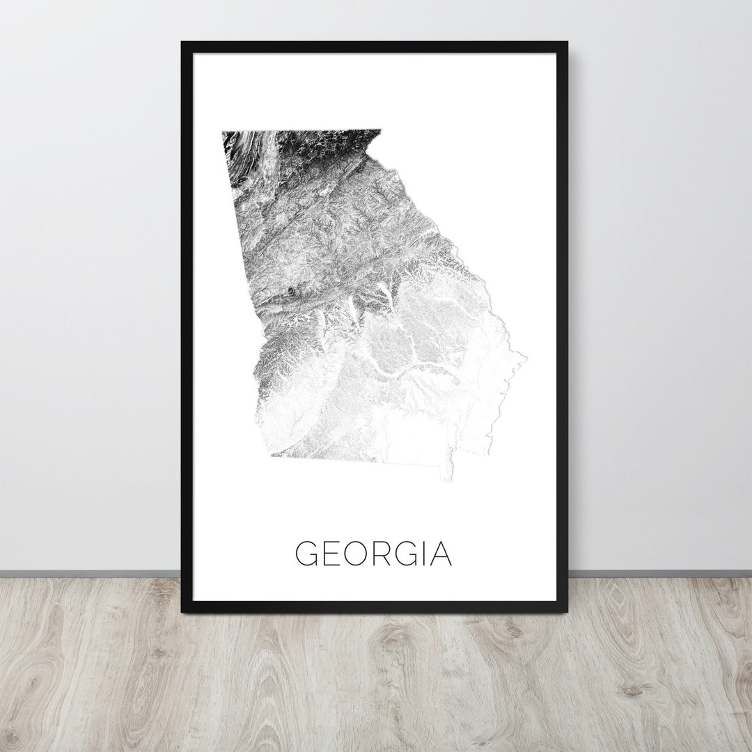 Georgia Topographic Map, Map of Georgia, GA Map, Georgia Decor, Georgia ...