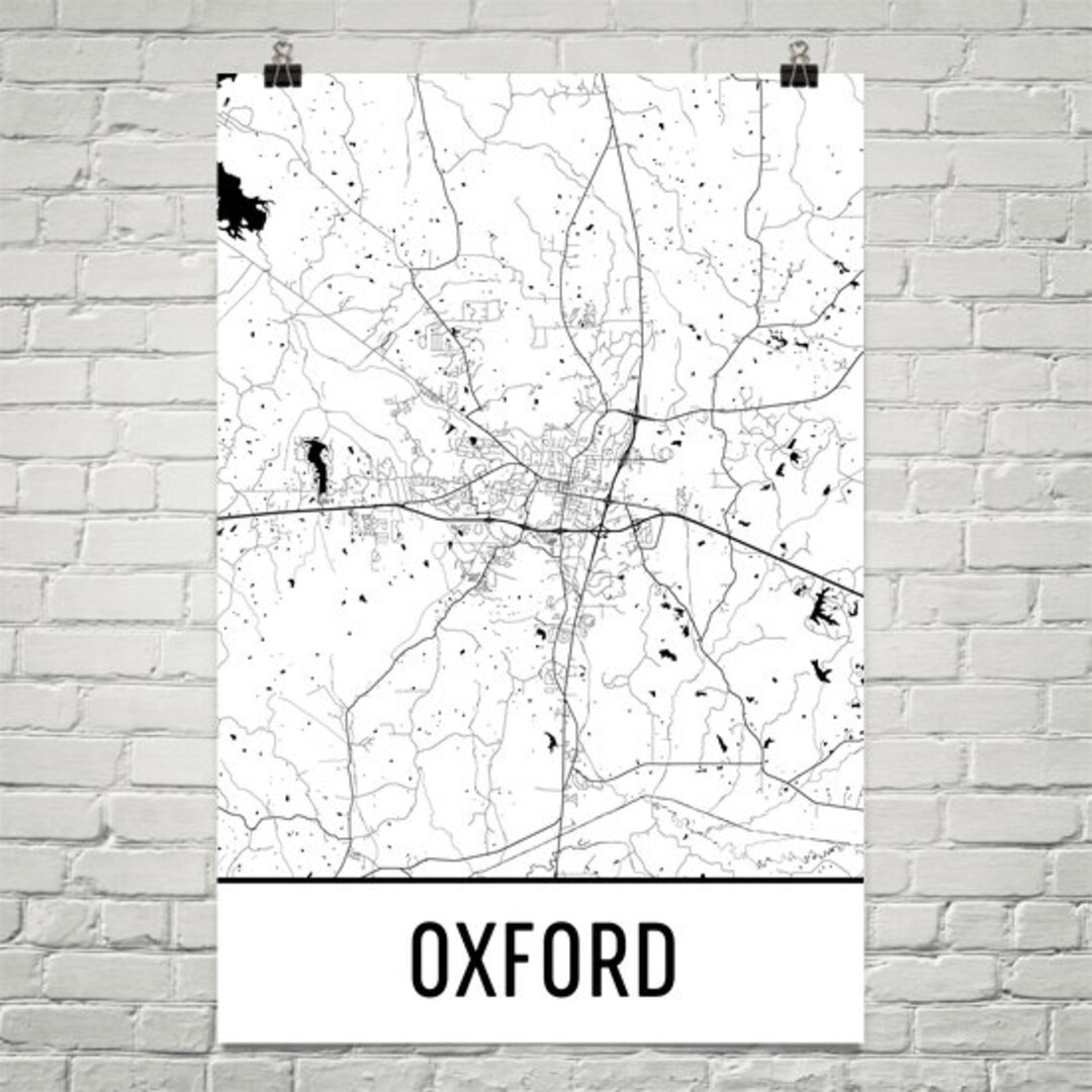 Oxford MS Map Art Print: Modern City Street Poster - Etsy