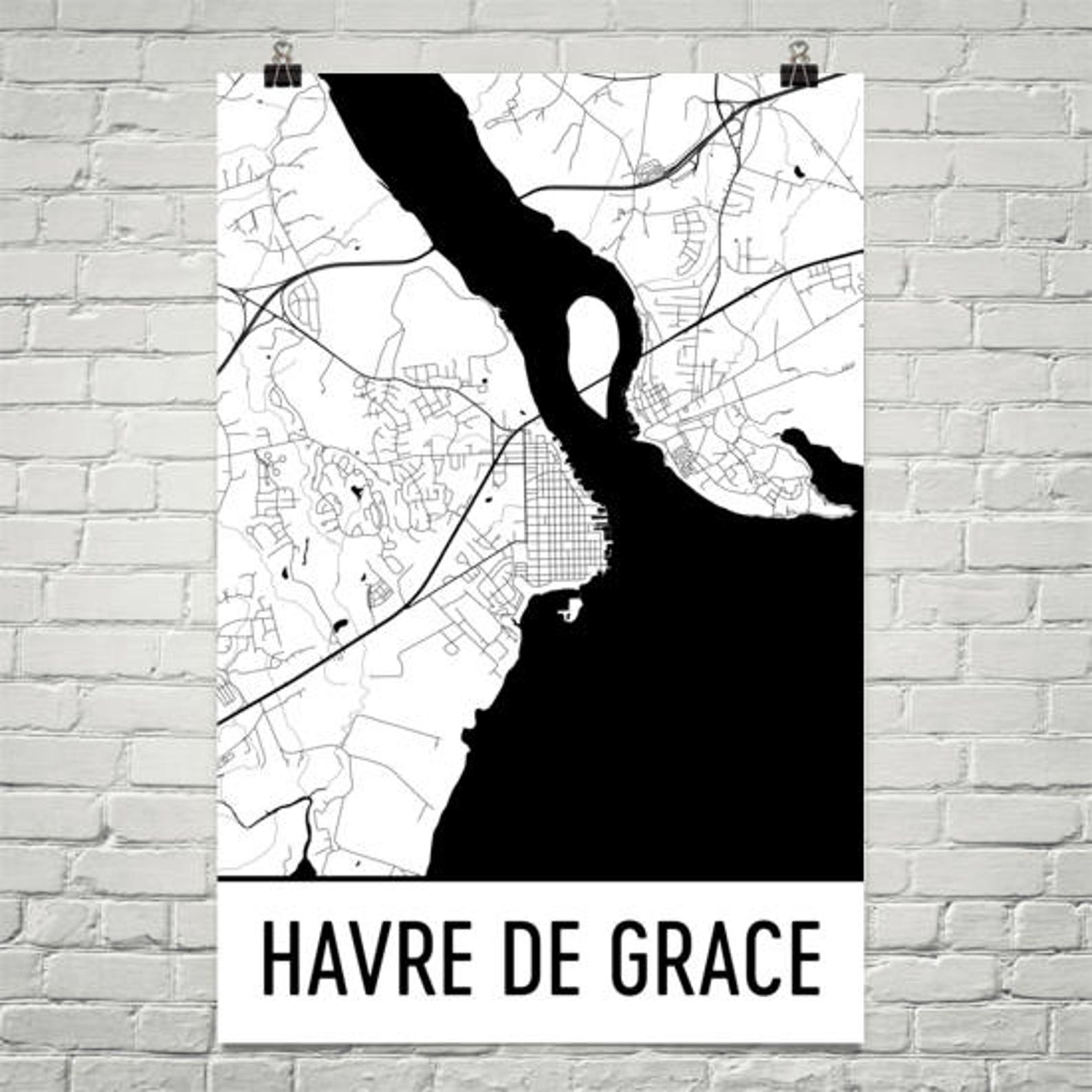 Havre De Grace Map Havre De Grace Art Havre De Grace Print - Etsy