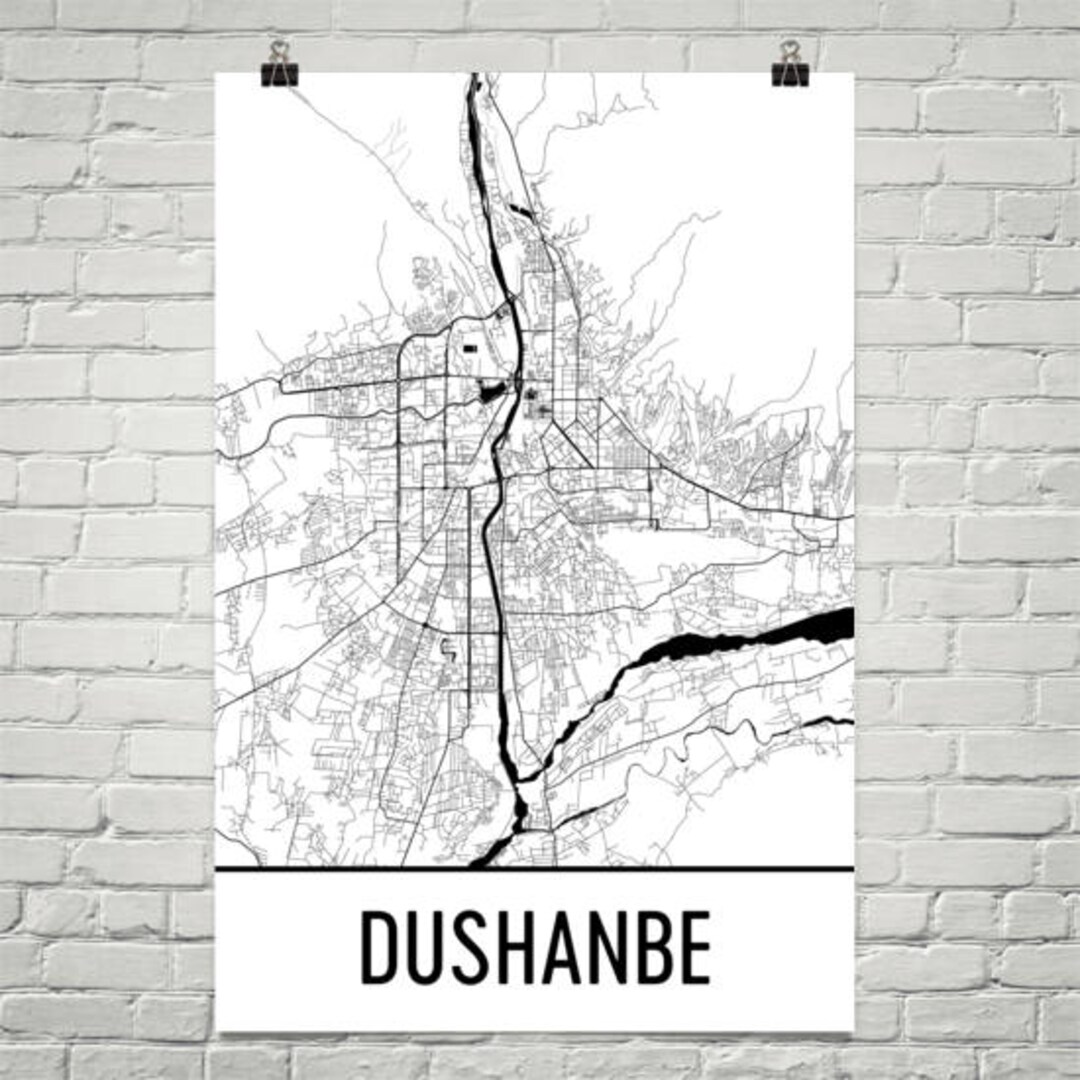Dushanbe Map, Dushanbe Art, Dushanbe Print, Dushanbe Tajikistan Poster ...