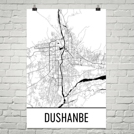 Dushanbe Map Dushanbe Art Dushanbe Print Dushanbe | Etsy