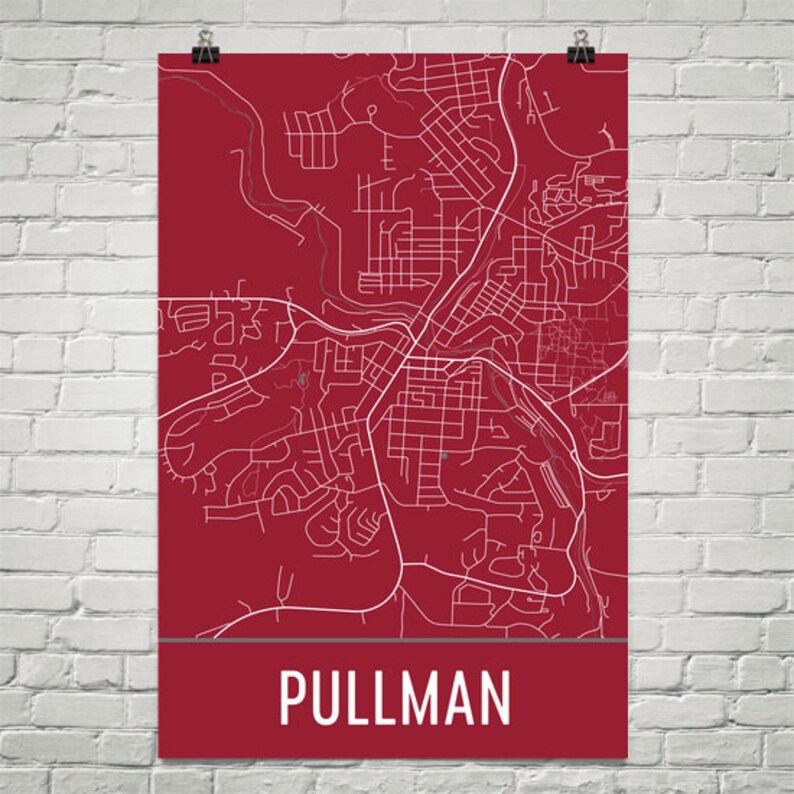 Pullman Map Pullman Art Pullman Print Pullman WA Poster | Etsy