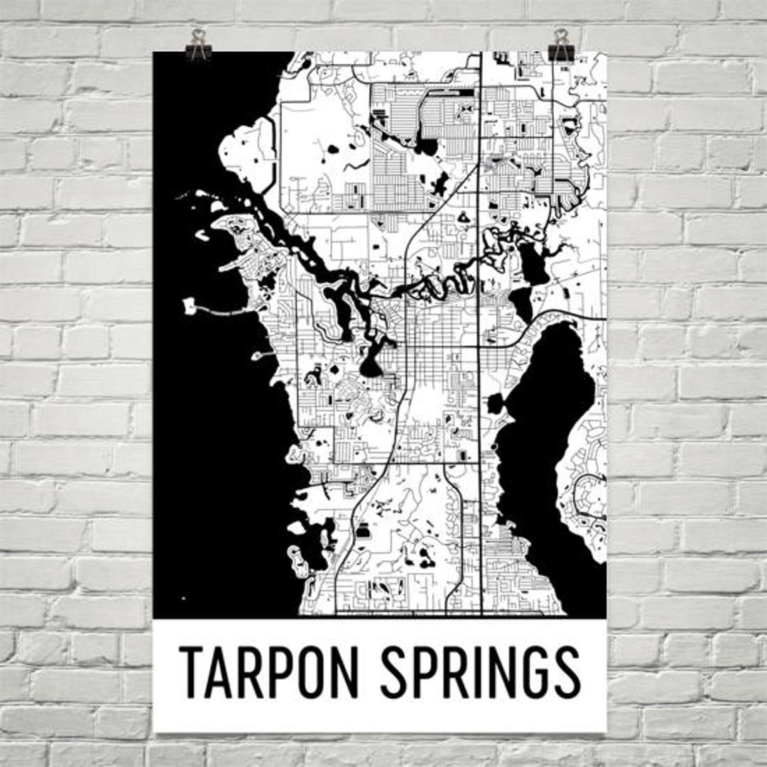 Tarpon Springs Map, Tarpon Springs Art, Tarpon Springs Print, Tarpon ...