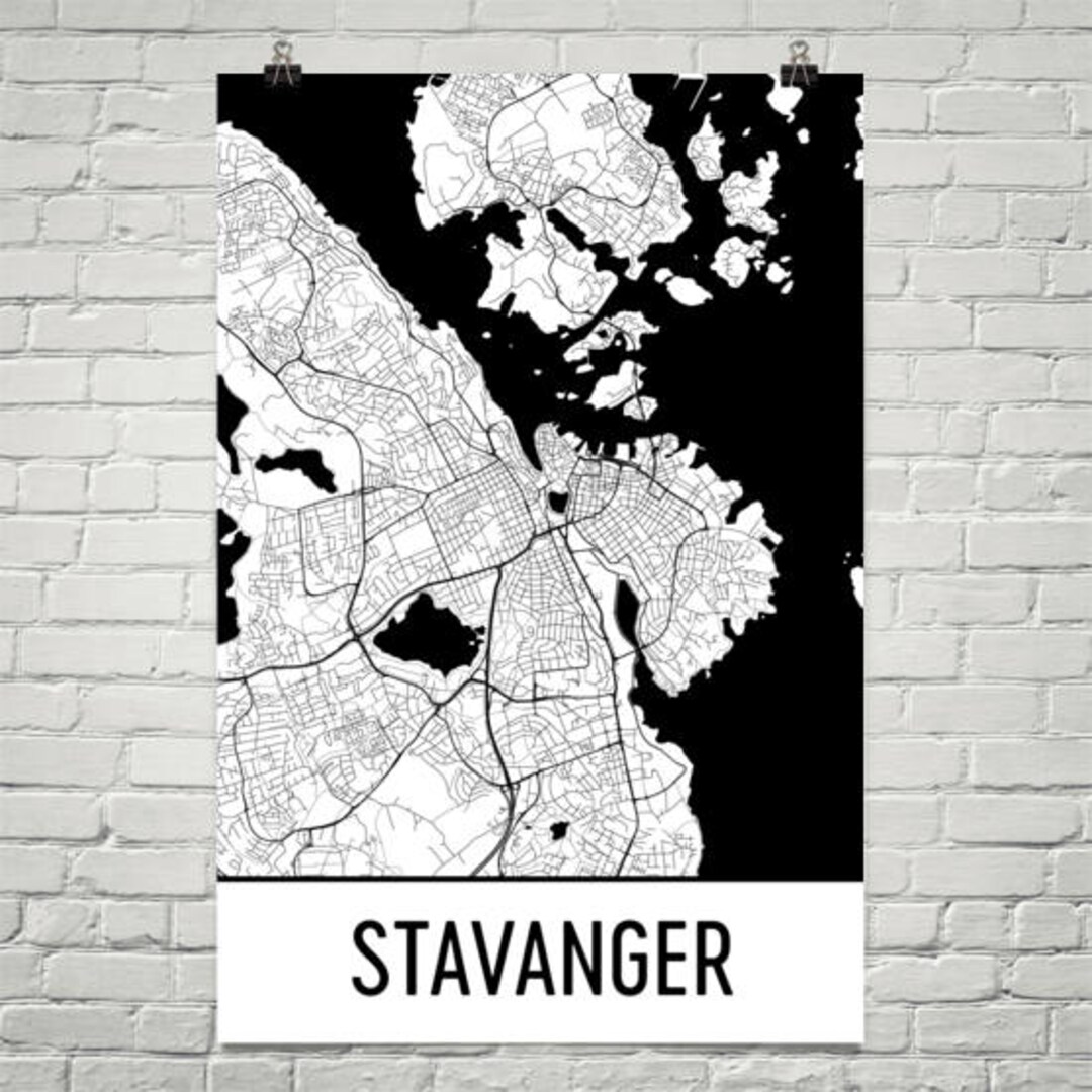 Stavanger Map, Stavanger Art, Stavanger Print, Stavanger Norway Poster ...