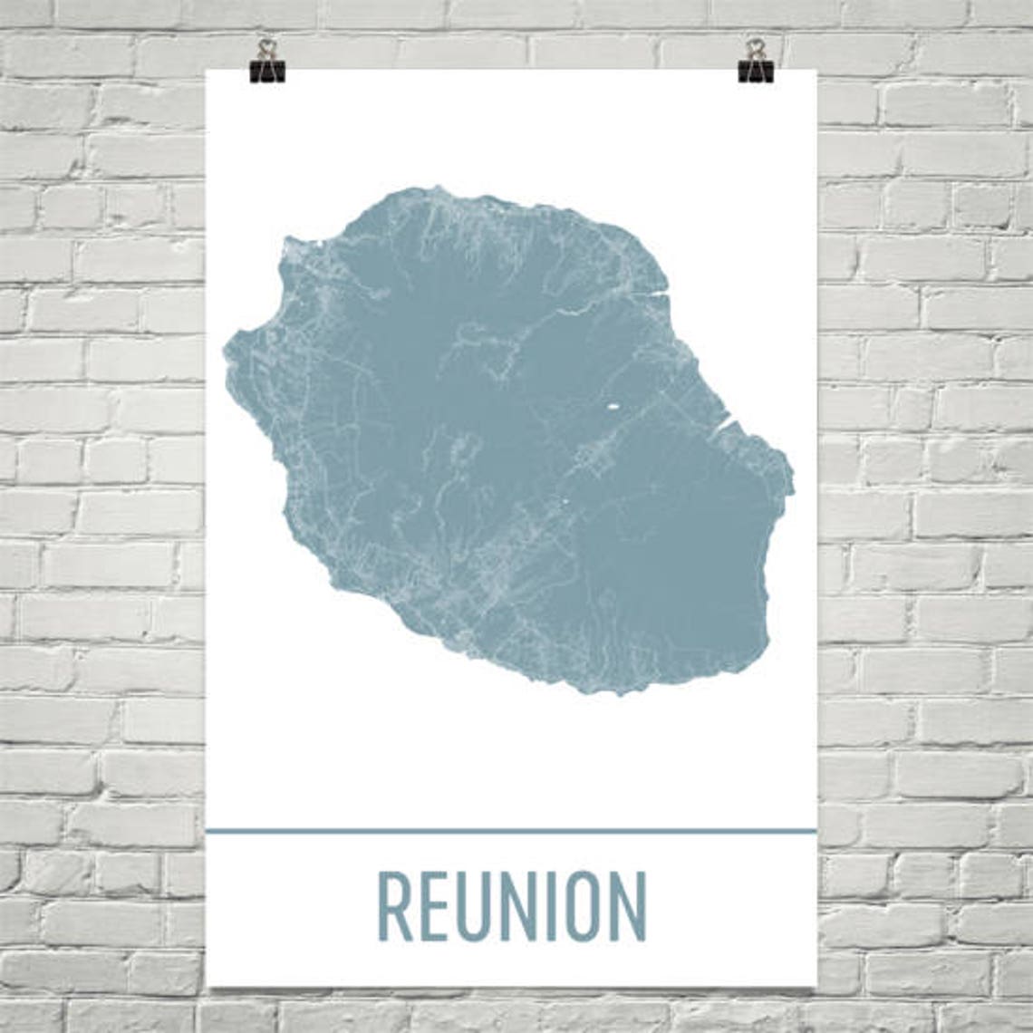 Reunion Map Reunion Art Reunion Print Reunion Island | Etsy
