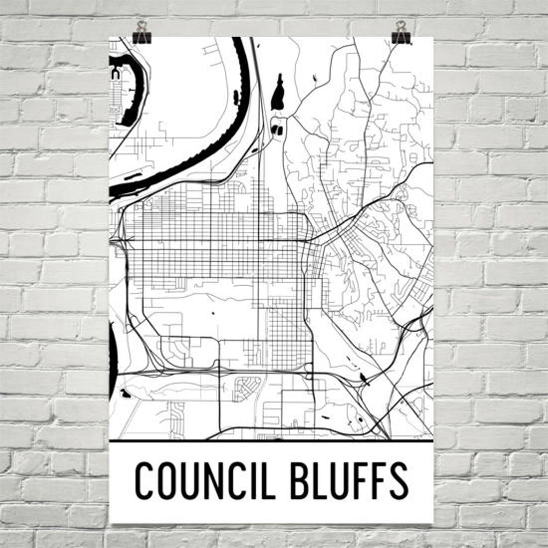 Council Bluffs Iowa Map Art Print: Modern City Street Map - Etsy