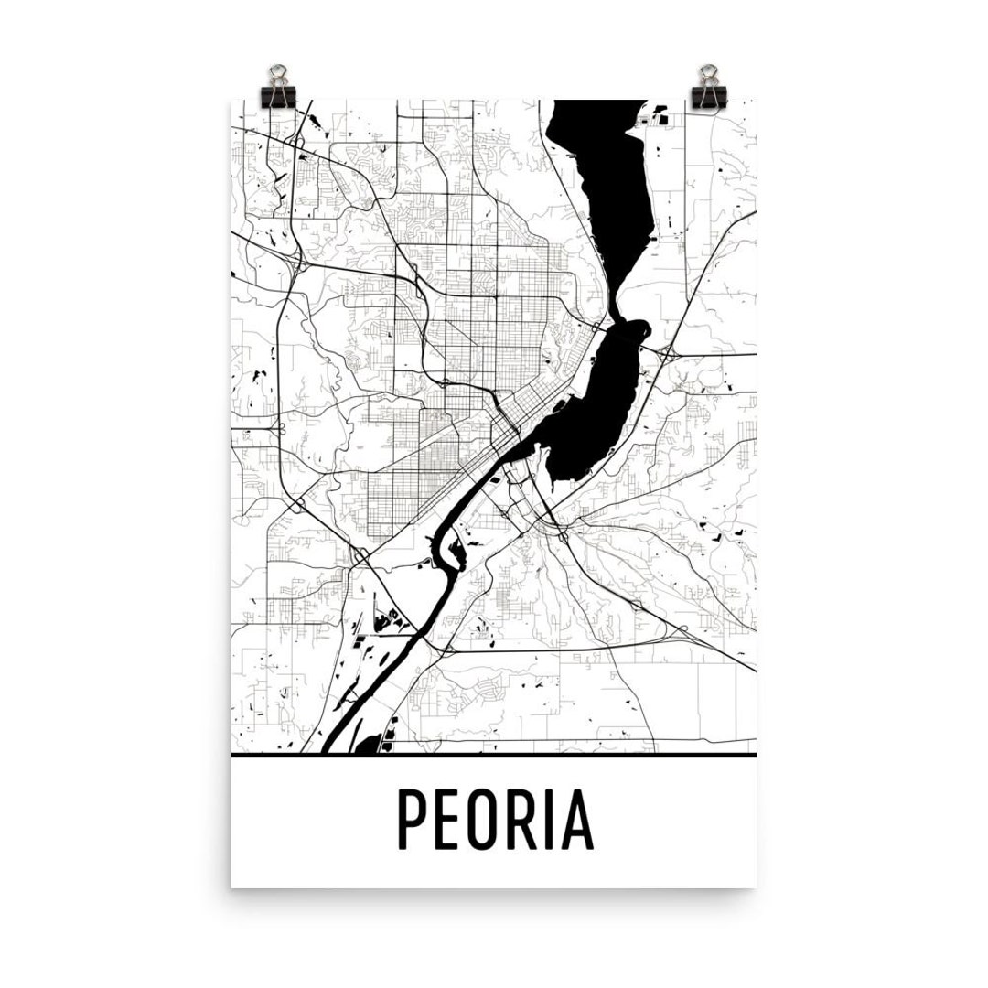 Peoria Illinois Map Art Print: Modern City Street Poster - Etsy