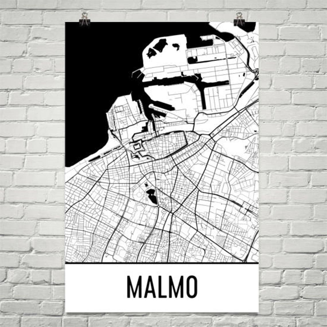 Malmo Sweden Map Art Print, City Street Map Poster - Etsy