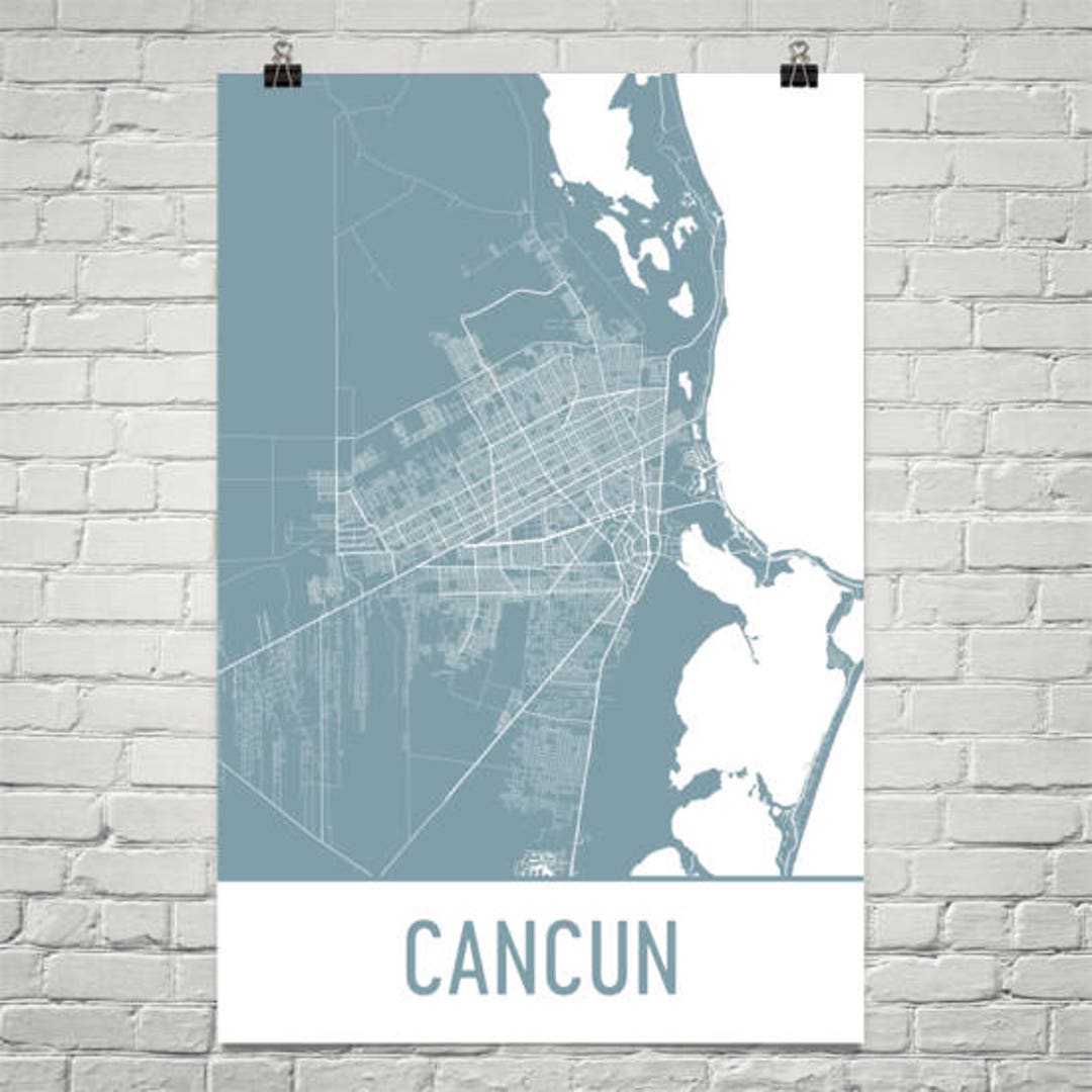 Cancun Map, Cancun Art, Cancun Print, Cancun Mexico Poster, Cancun ...
