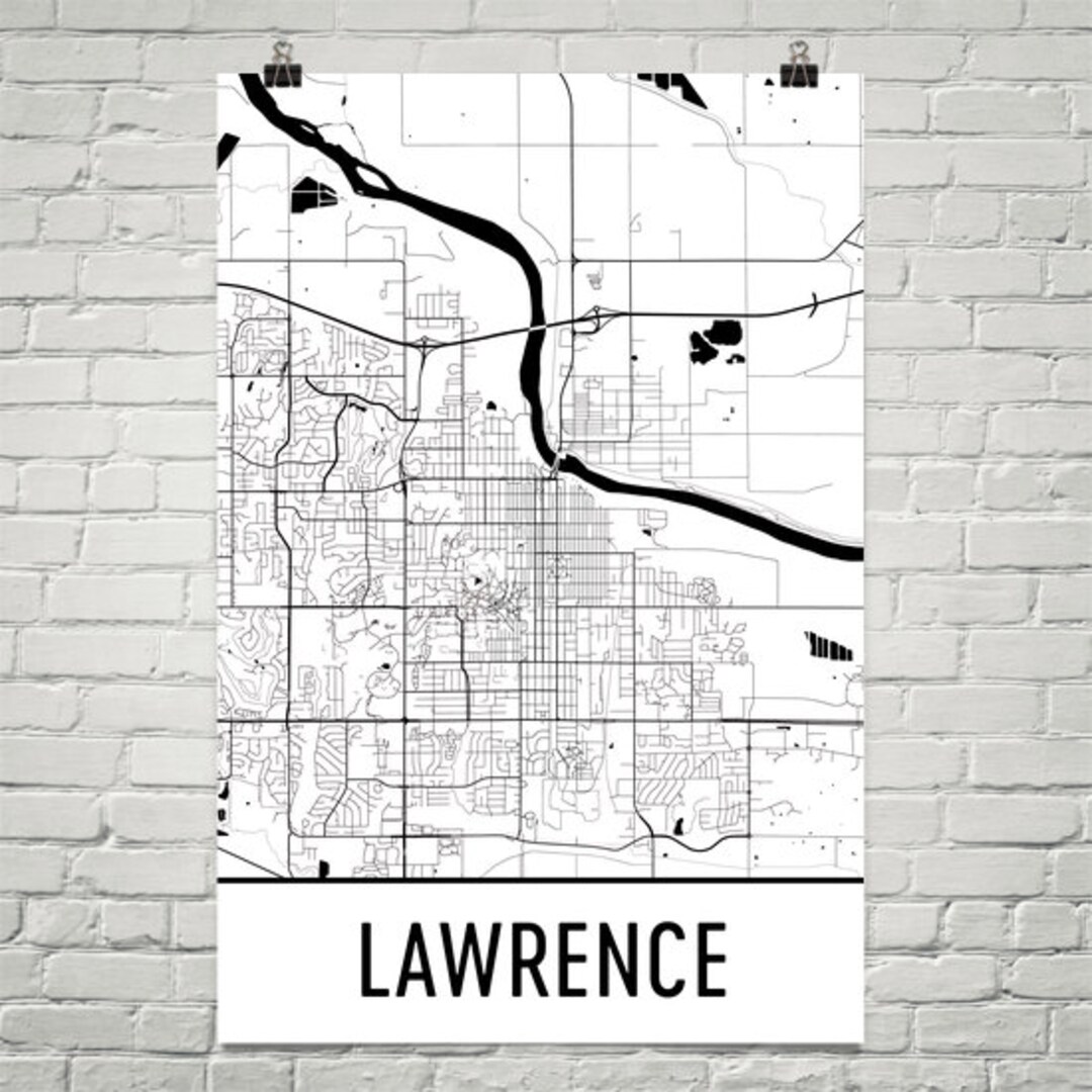 Lawrence KS Street Map Art Print, Modern Home Decor - Etsy