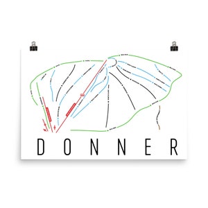 Donner Ski Ranch Map Art, Lake Tahoe, Truckee, Donner, Donner Trail Map ...