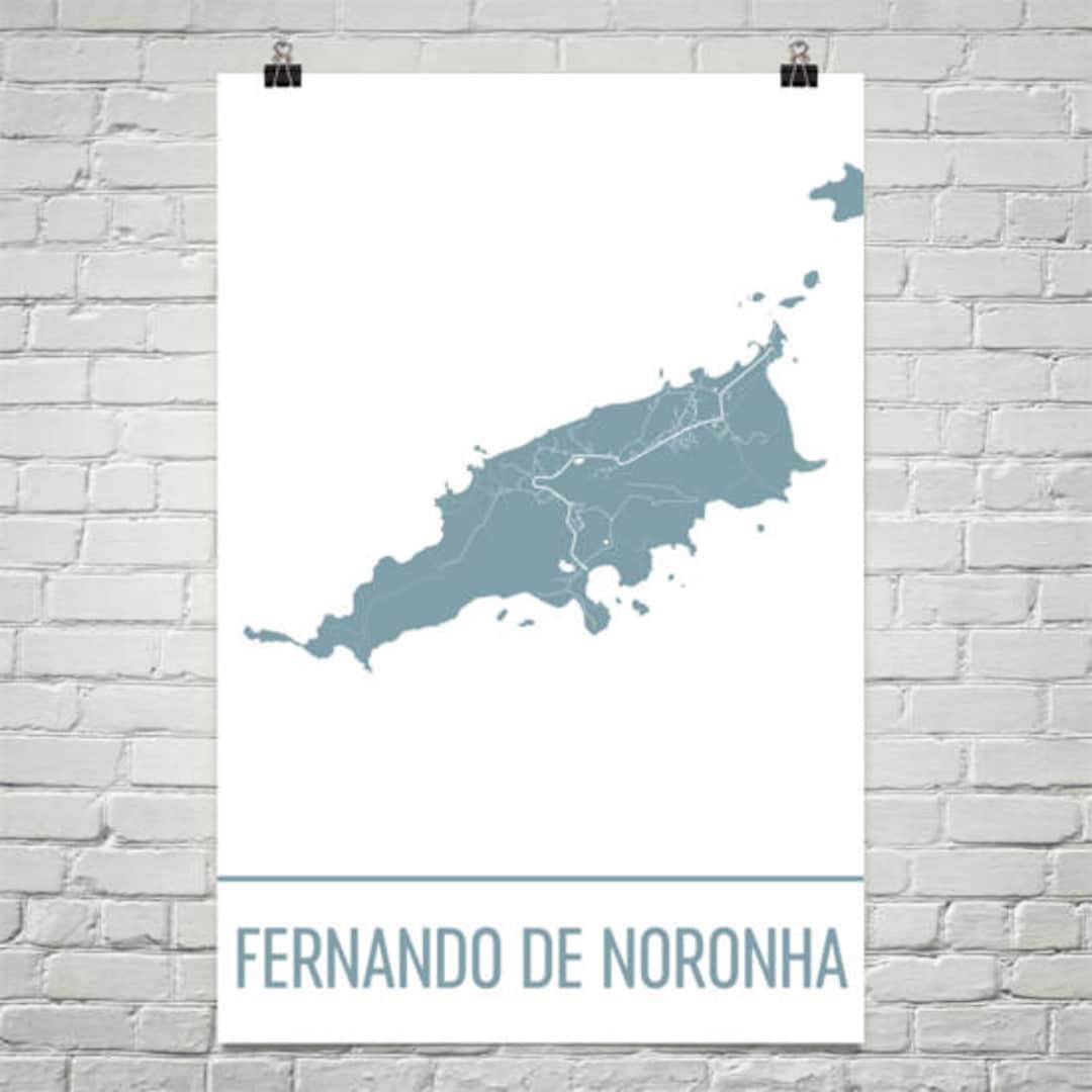 Fernando De Noronha Map, Fernando De Noronha Art, Beach Print, Brazil ...