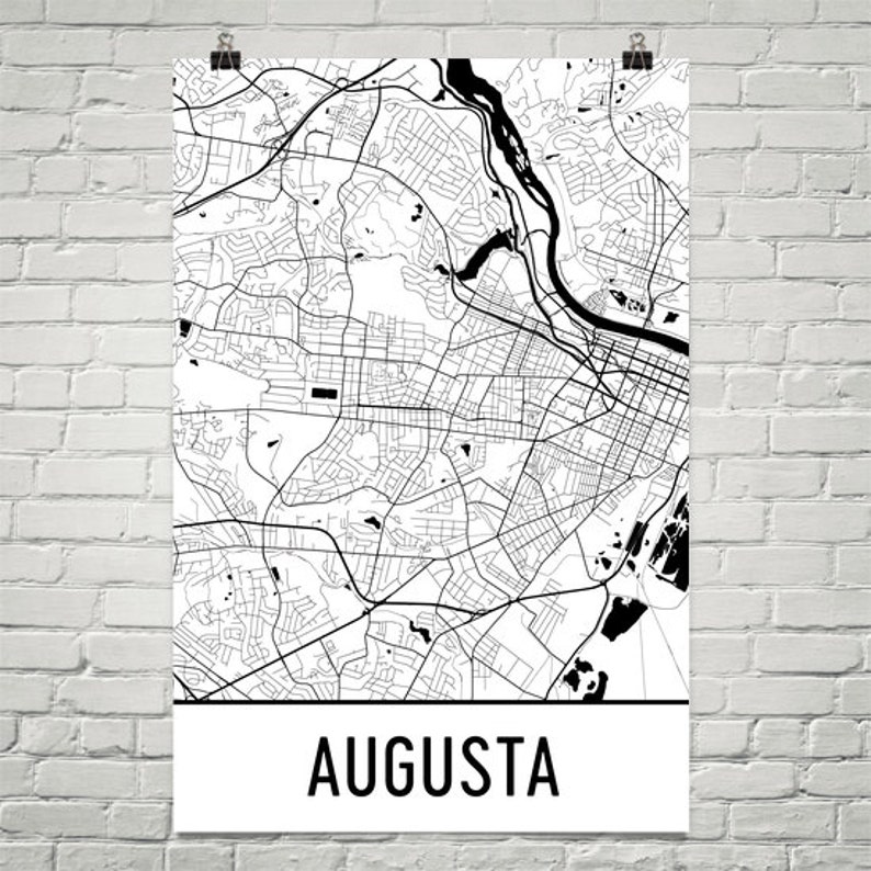 Augusta Map Augusta Art Augusta Print Augusta GA Poster - Etsy